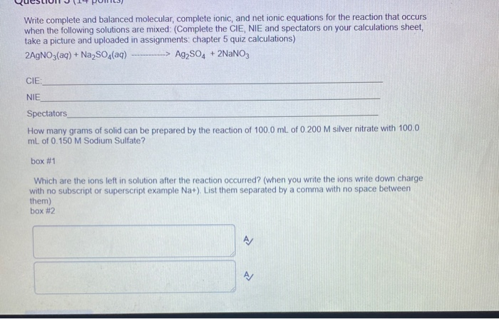 Solved Write complete and balanced molecular, complete | Chegg.com