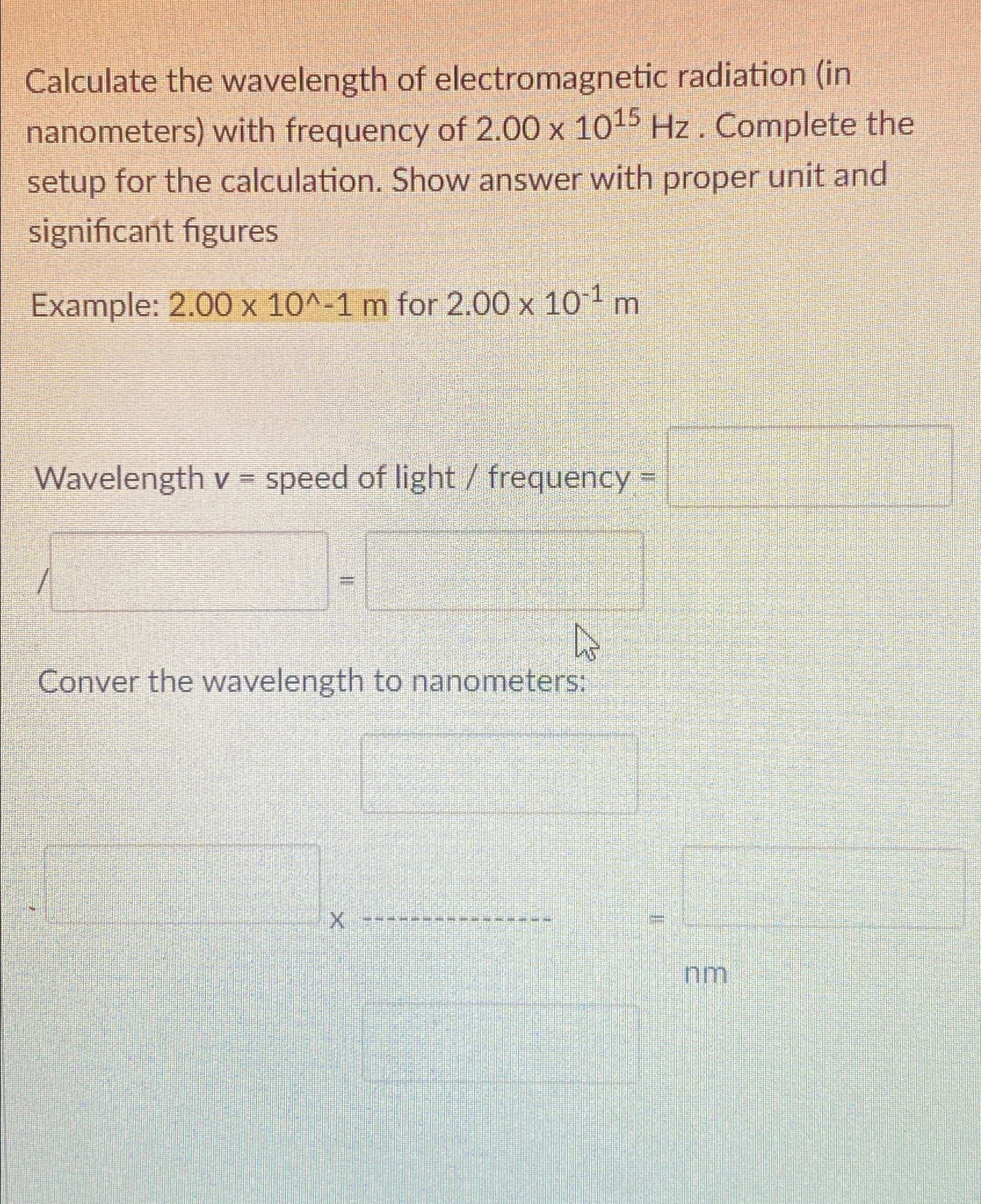 Solved Calculate the wavelength of electromagnetic radiation | Chegg.com