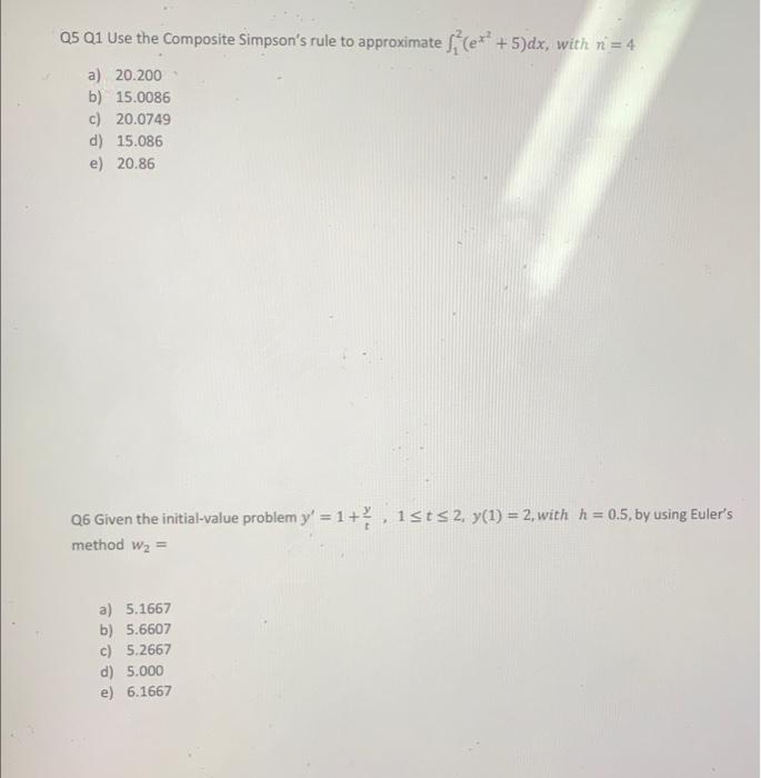 Solved Q5 Q1 Use the Composite Simpson's rule to approximate | Chegg.com
