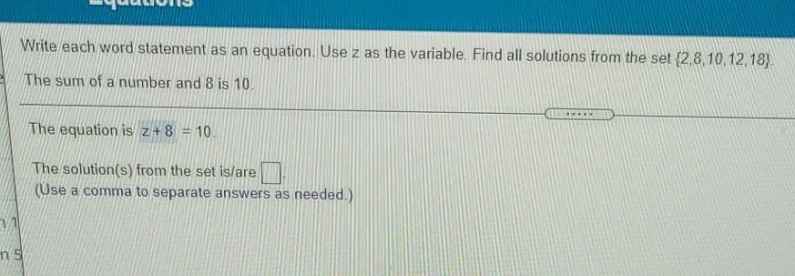 Solved Write each word statement as an equation. Use z as | Chegg.com