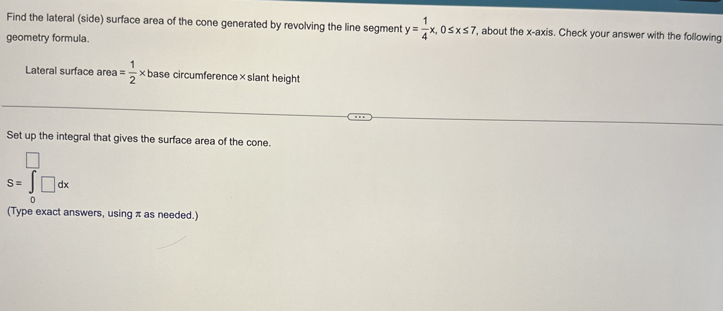 Solved Find the lateral (side) ﻿surface area of the cone | Chegg.com