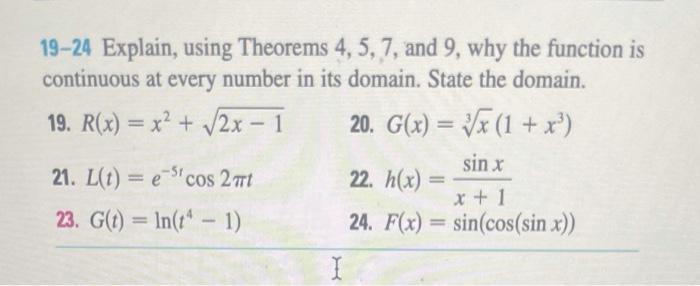 Solved 19 24 Explain Using Theorems 4 5 7 And 9 Why The 