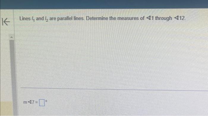 Solved Lines I1 and I2 are parallel lines. Determine the | Chegg.com