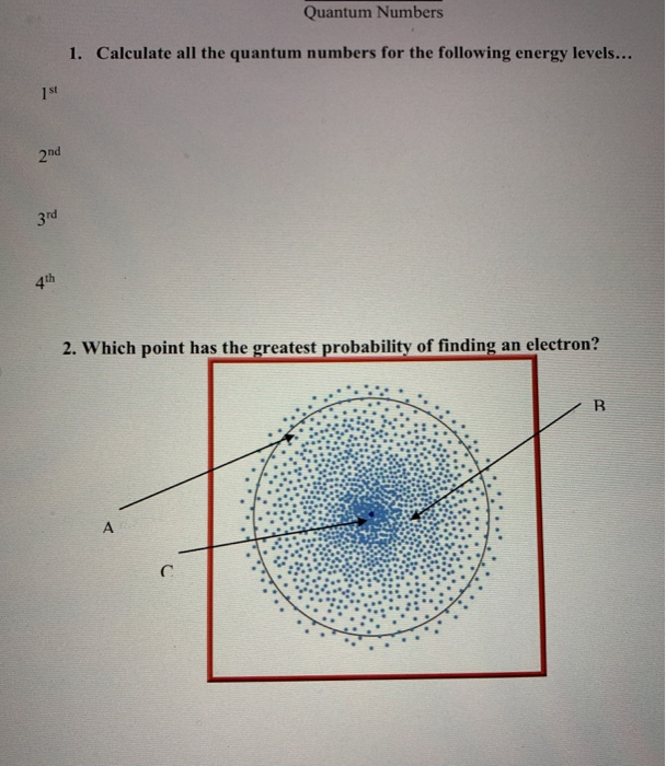 Solved Quantum Numbers 1. Calculate all the quantum numbers | Chegg.com
