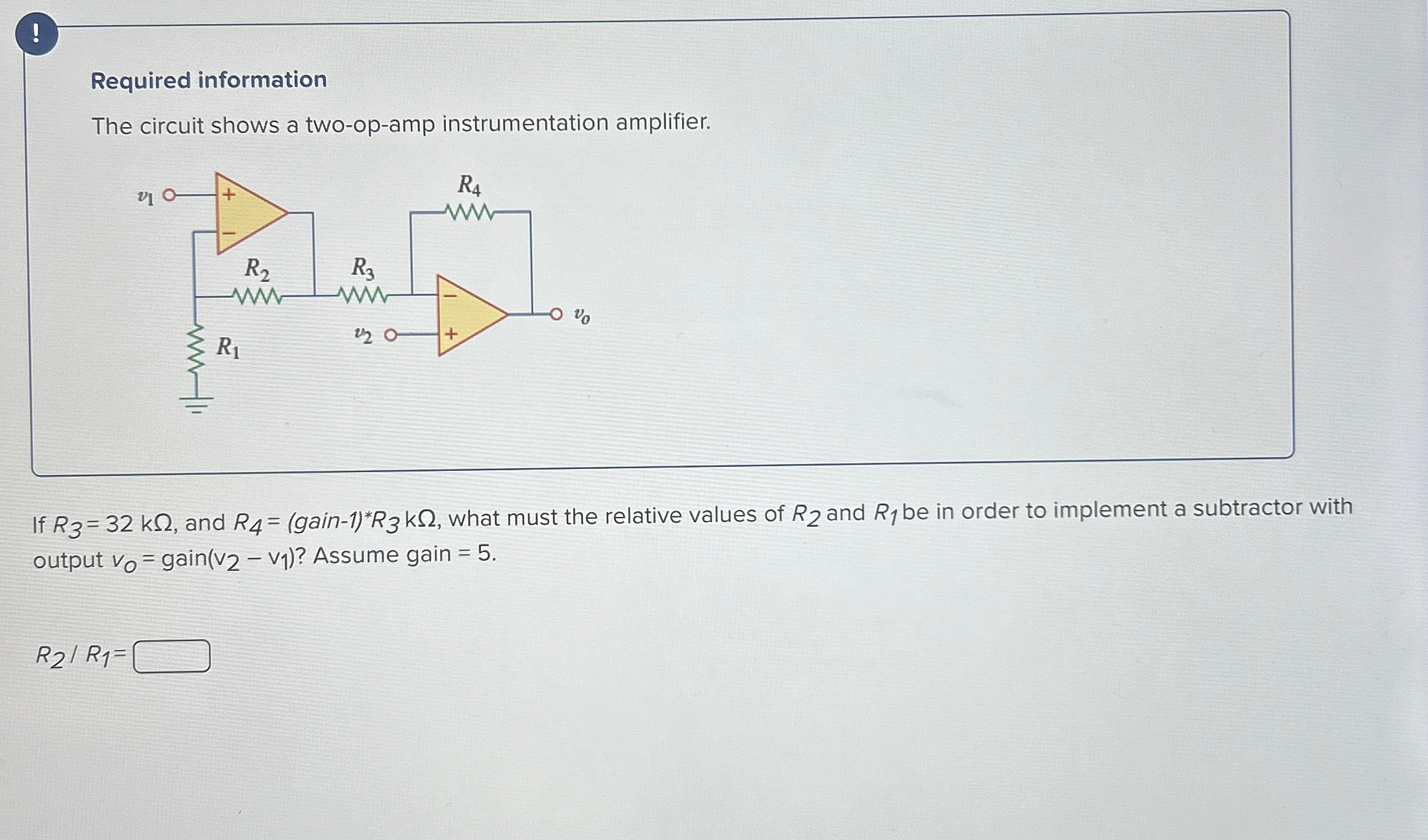 Solved Required informationThe circuit shows a two-op-amp | Chegg.com