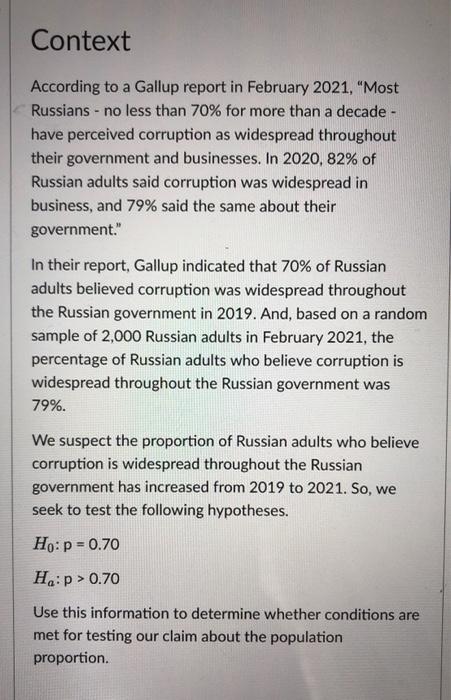 Context a According to a Gallup report in February | Chegg.com