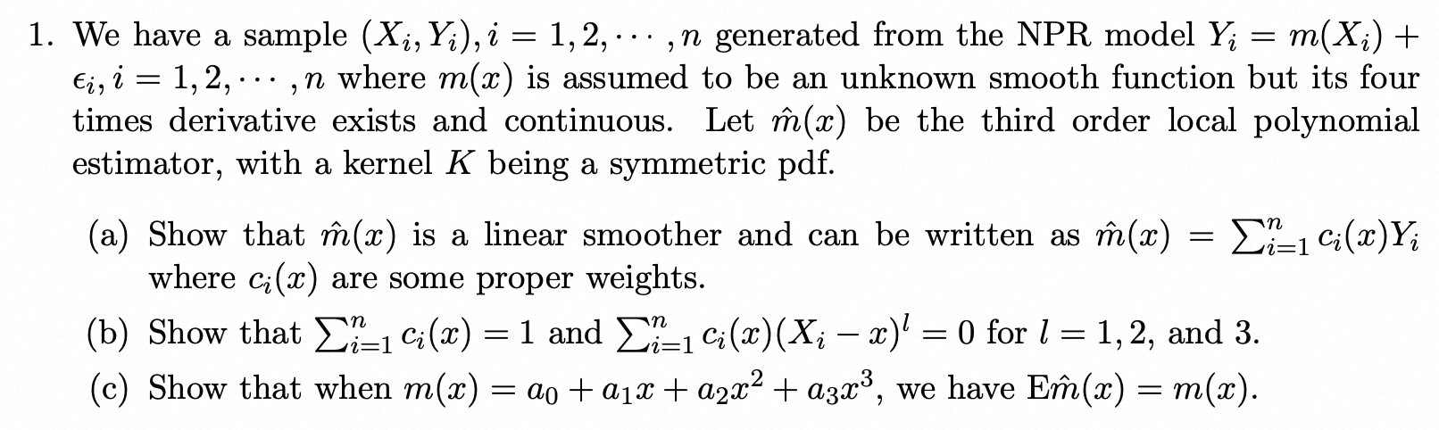 Solved We have a sample (xi,Yi),i=1,2,cdots,n ﻿generated | Chegg.com
