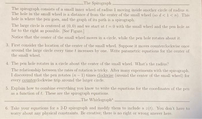 Solved The Spirograph The spirograph consists of a small | Chegg.com