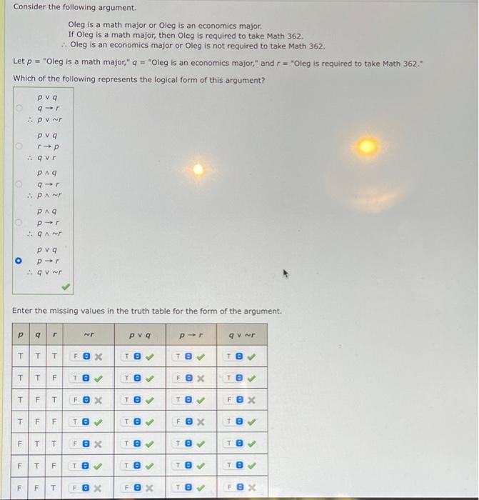 Solved Consider the following argument. Oleg is a math major | Chegg.com