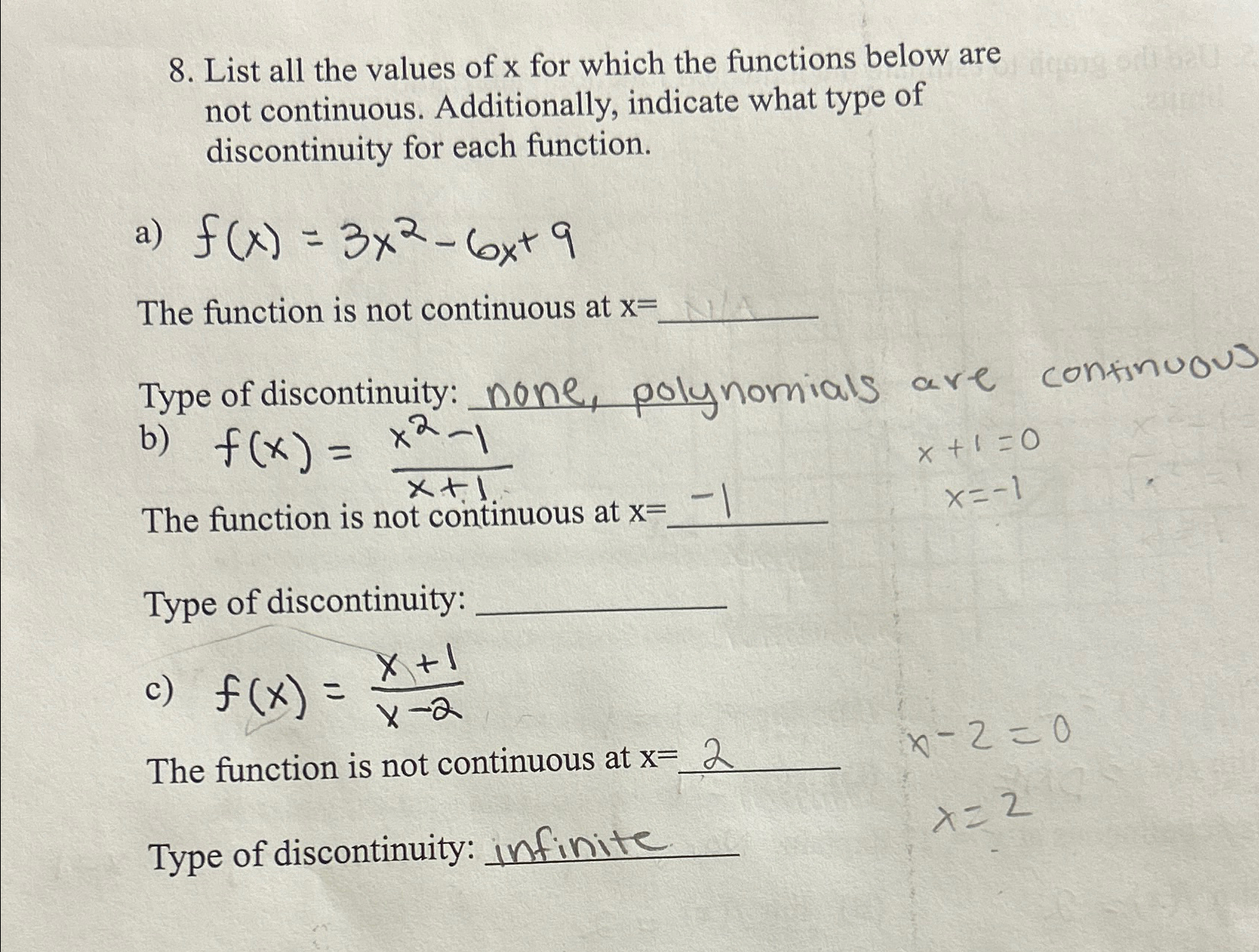 Solved List all the values of x ﻿for which the functions | Chegg.com