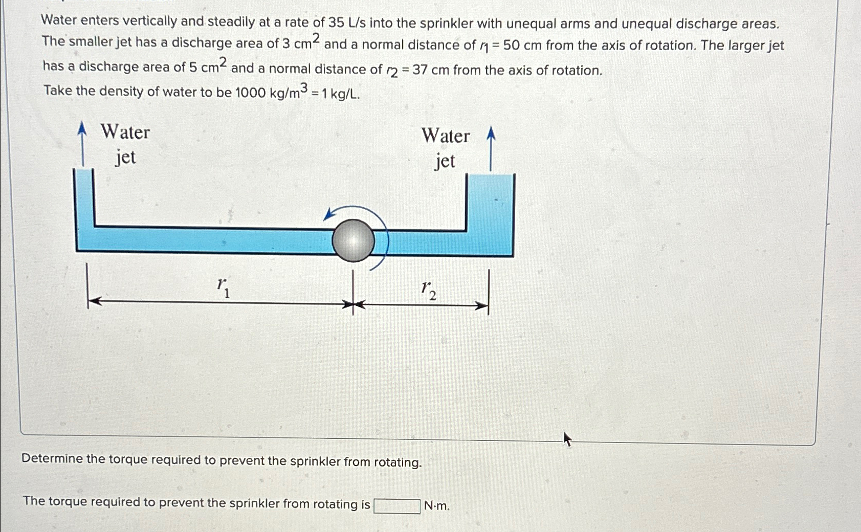 Solved Water enters vertically and steadily at a rate of | Chegg.com