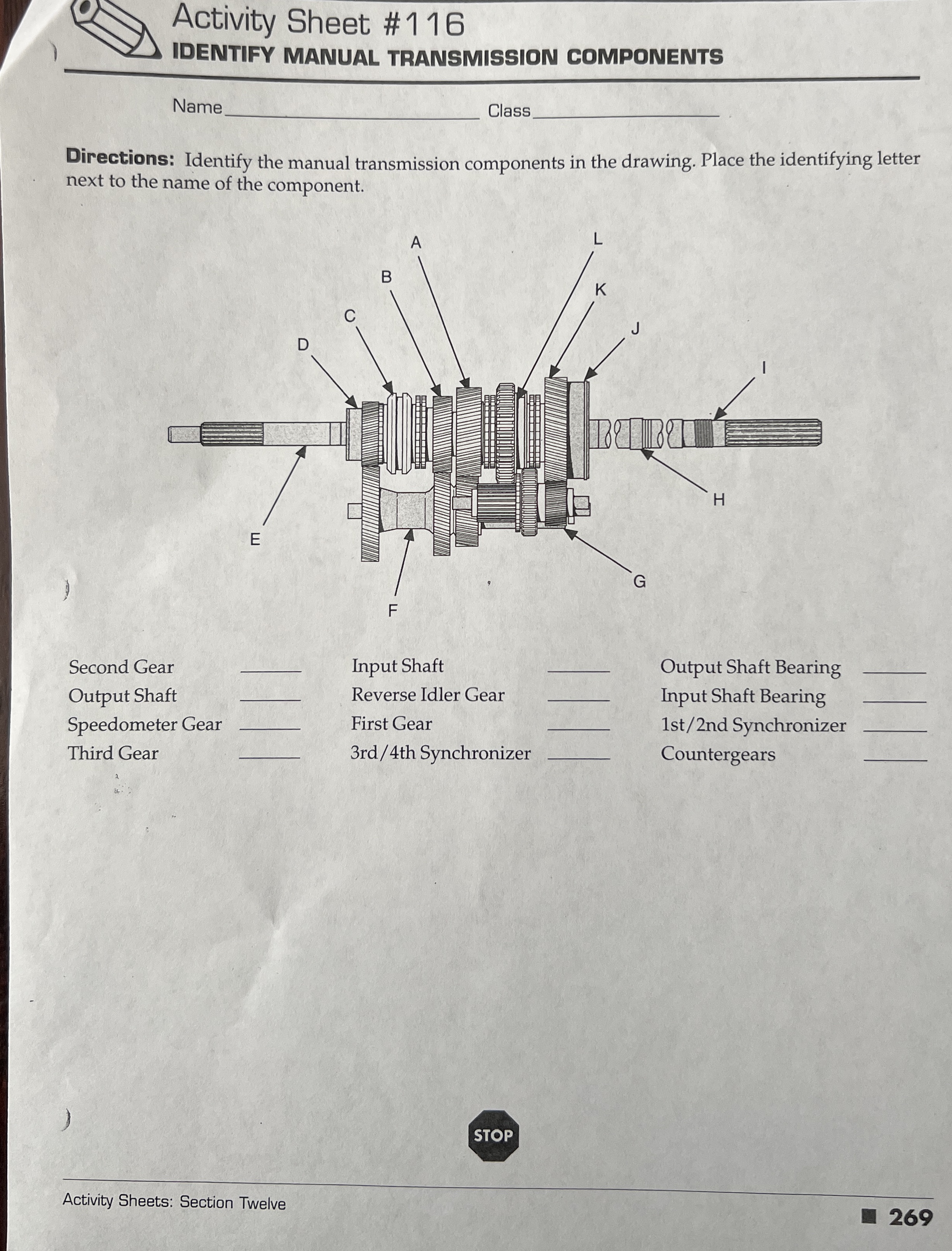 Solved Activity Sheet #1161IDENTIFY MANUAL TRANSMISSION | Chegg.com