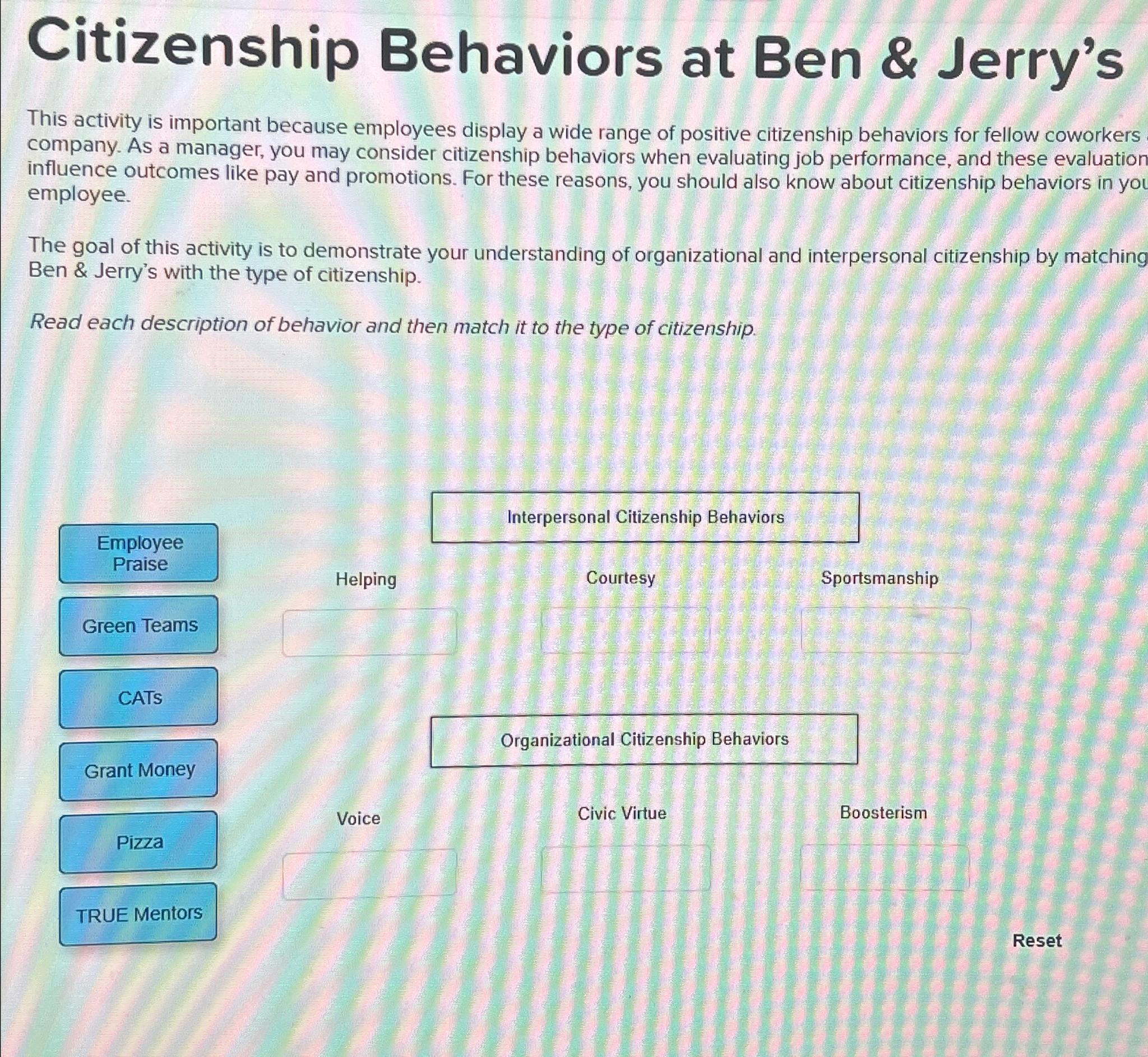 Solved Citizenship Behaviors at Ben & Jerry'sThis activity | Chegg.com