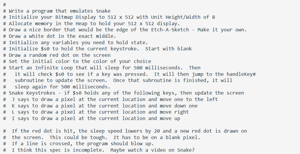 Solved \# write a program that emulates Snake \# Initialize | Chegg.com