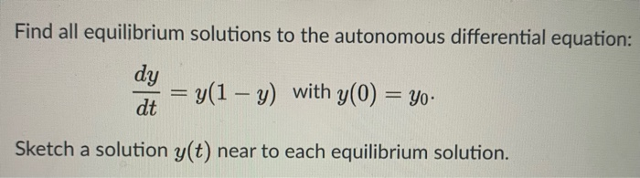 Solved Find all equilibrium solutions to the autonomous | Chegg.com