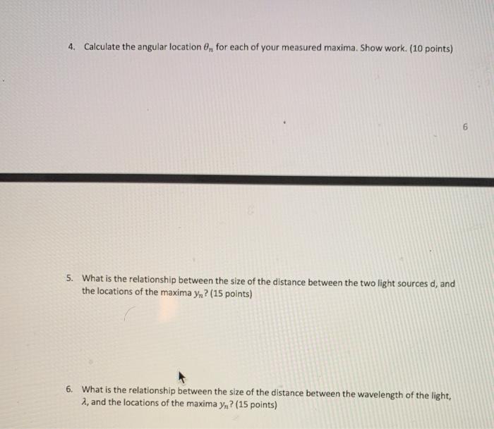 Solved 4. Calculate the angular location, for each of your | Chegg.com