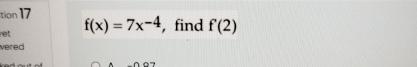 Solved f(x)=7x-4, ﻿find f(2) | Chegg.com