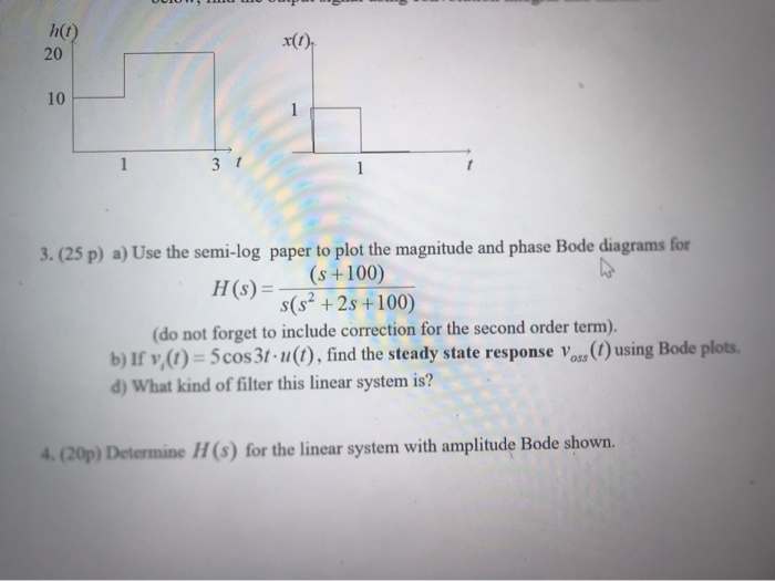 Solved x(0). 3. (25 p) a) Use the semi-log paper to plot the | Chegg.com