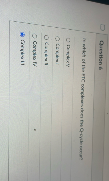 Solved Question 6In which of the ETC complexes does the | Chegg.com