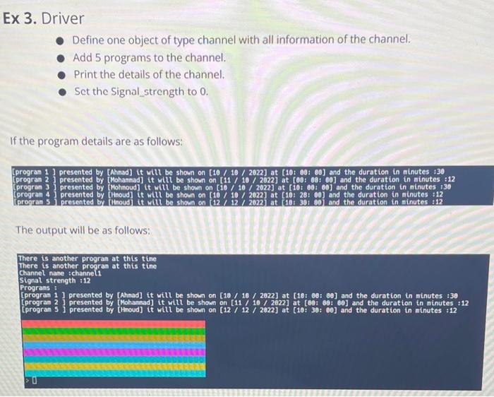 Define and implement a class Program as described | Chegg.com