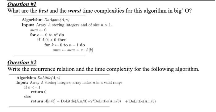 Solved Question #1 What are the best and the worst time | Chegg.com