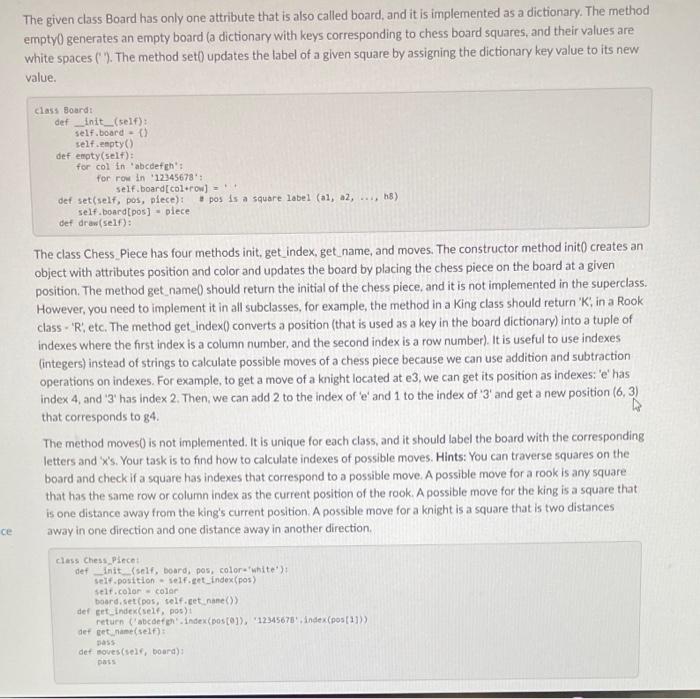 Solved Write a PYTHON program that shows valid moves of | Chegg.com