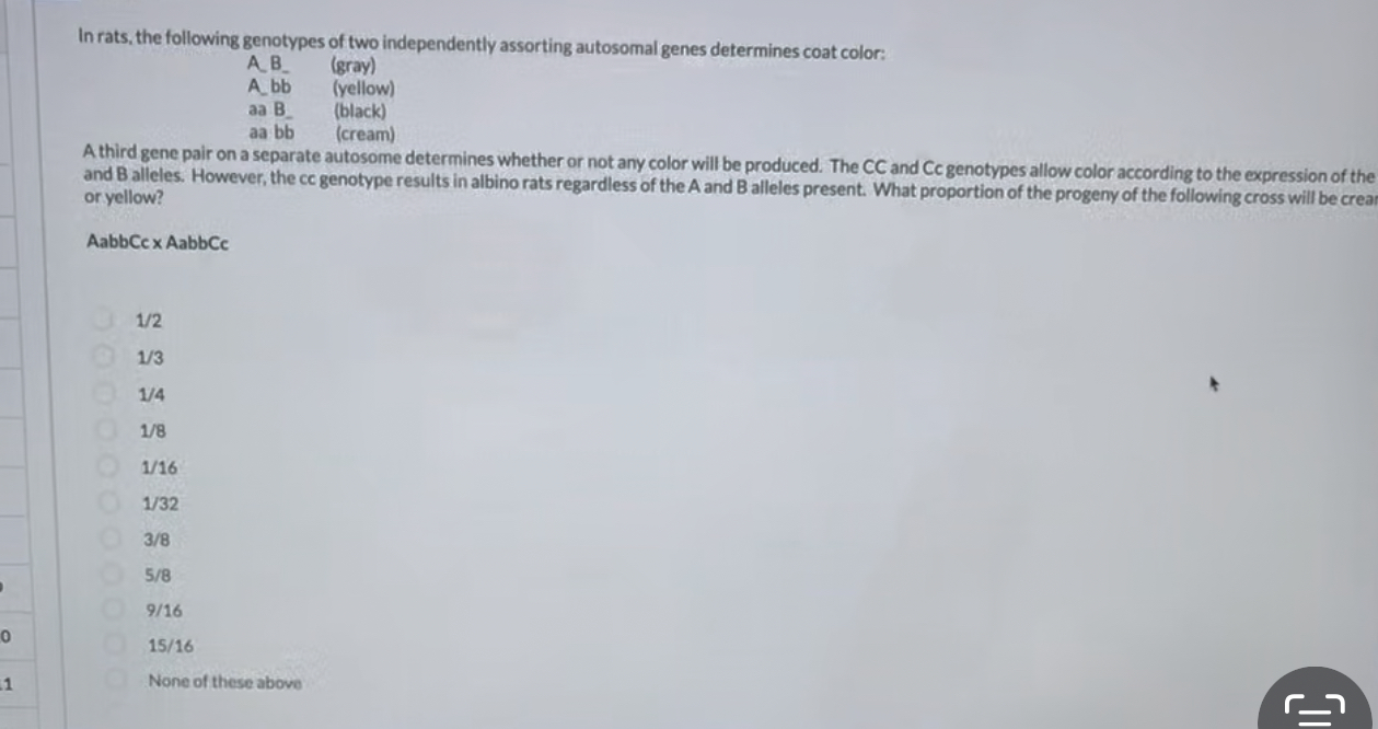 Solved In rats, the following genotypes of two independently | Chegg.com