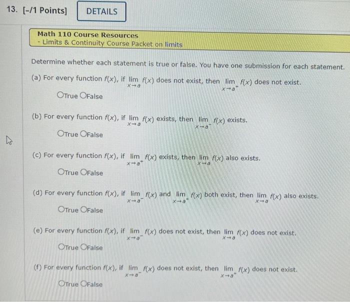 Solved Determine whether each statement is true or false. | Chegg.com