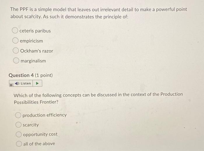 Solved The PPF is a simple model that leaves out irrelevant | Chegg.com