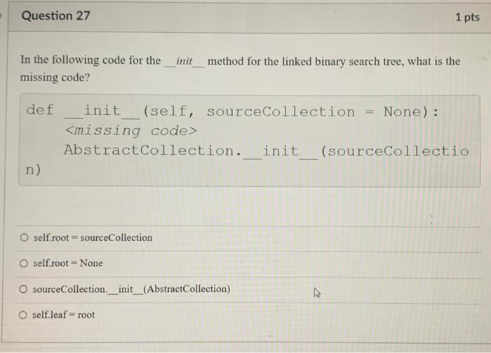 Solved Question 23 1 pts The inorder traversal algorithm | Chegg.com