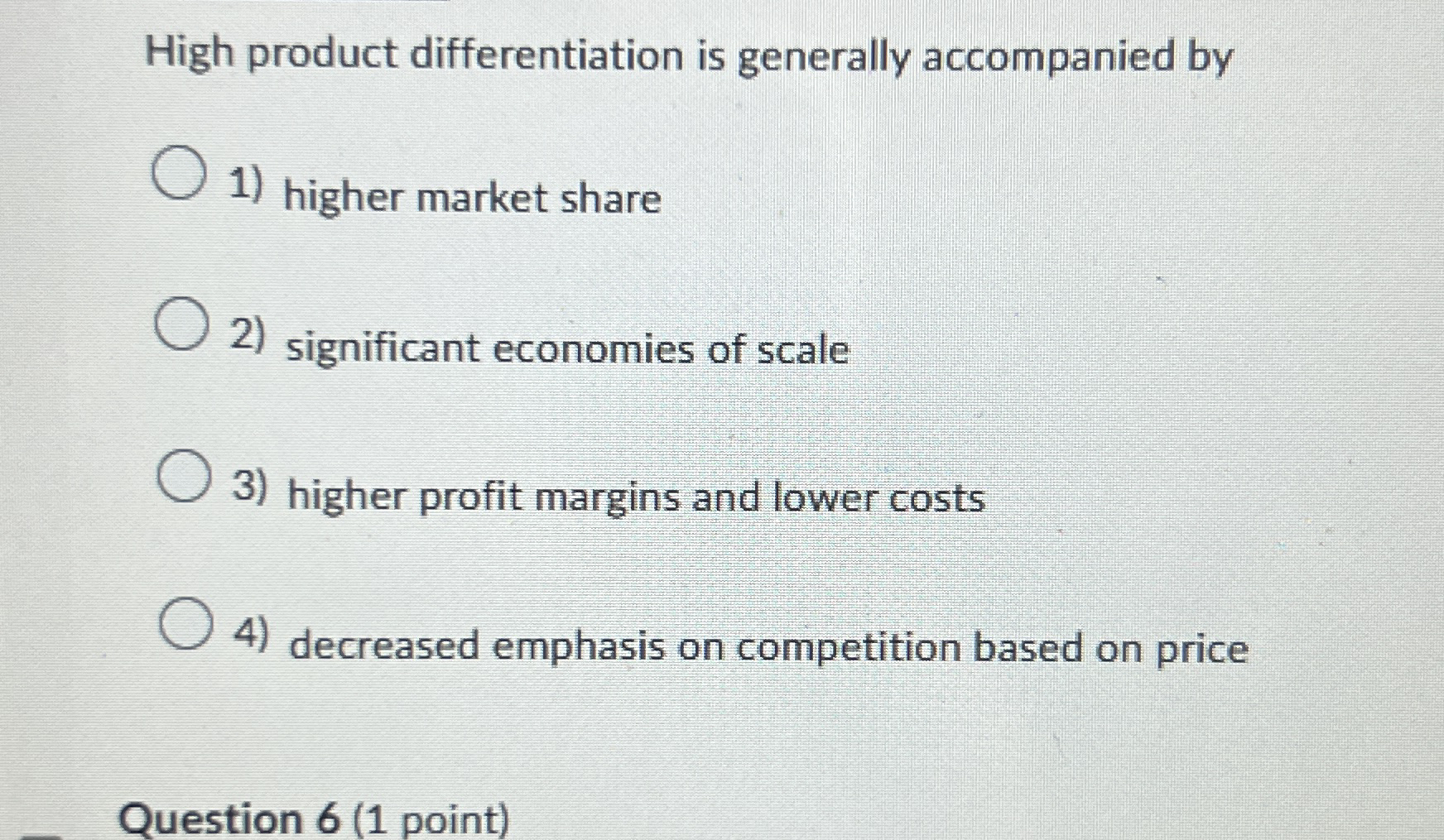 Solved High product differentiation is generally accompanied | Chegg.com