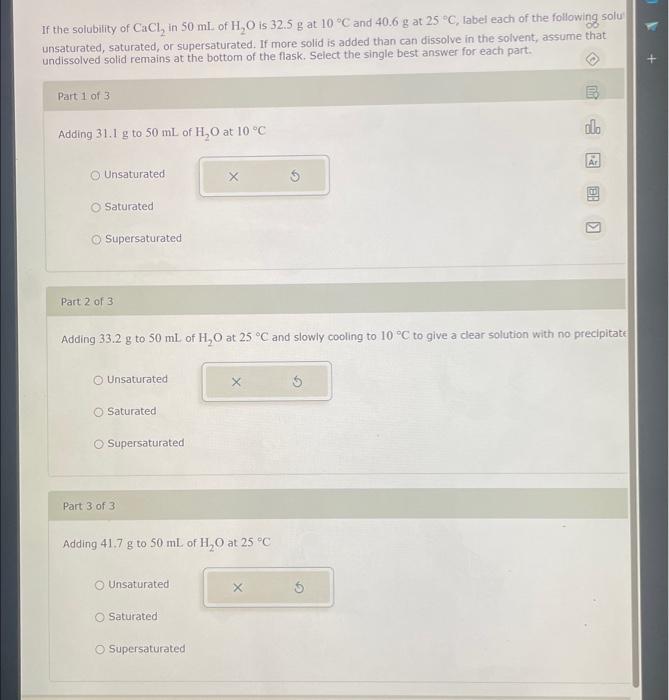 Solved If the solubitity of CaCl2 in 50 mL of H2O is 32.5 g | Chegg.com
