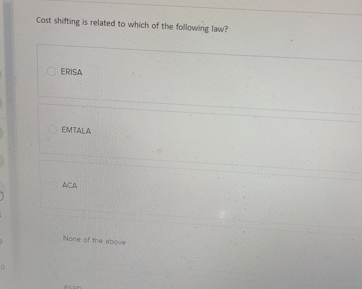 Solved Cost shifting is related to which of the following | Chegg.com