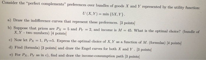 Solved Consider the "perfect complements” preferences over | Chegg.com