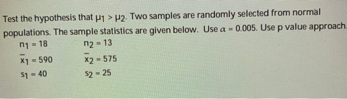 Solved Test the hypothesis that H1 > P2. Two samples are | Chegg.com