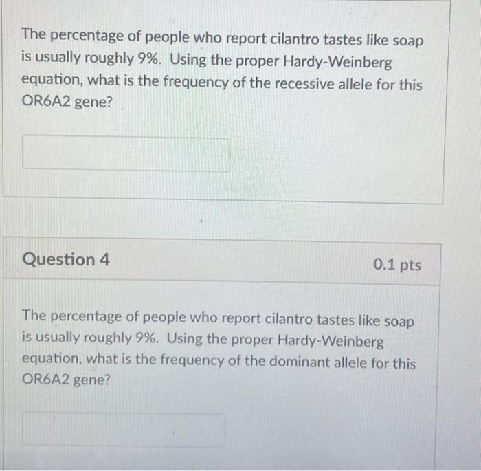 Solved I he gene for this cilantro taste is called UROAZ2. | Chegg.com
