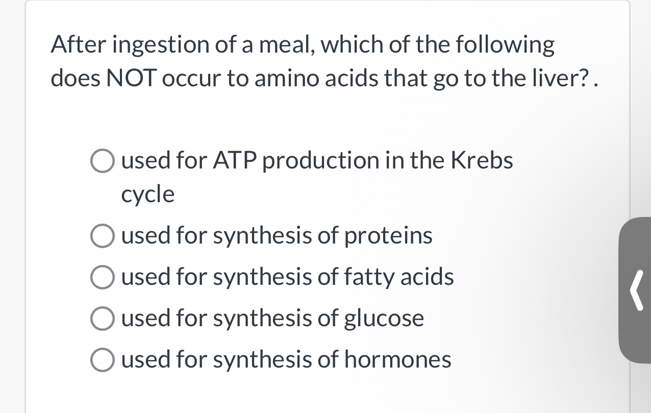 Solved After ingestion of a meal, which of the following | Chegg.com