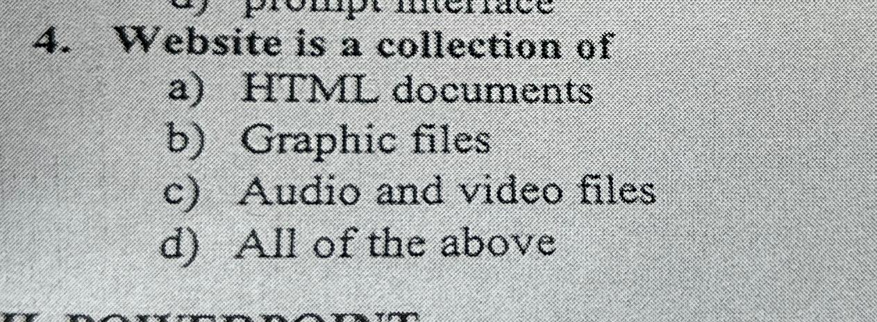 Solved Website is a collection ofa) ﻿HTML documentsb) | Chegg.com