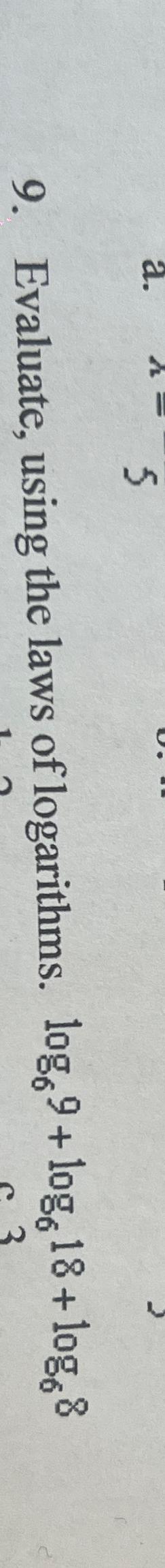 Solved Evaluate, using the laws of logarithms. | Chegg.com