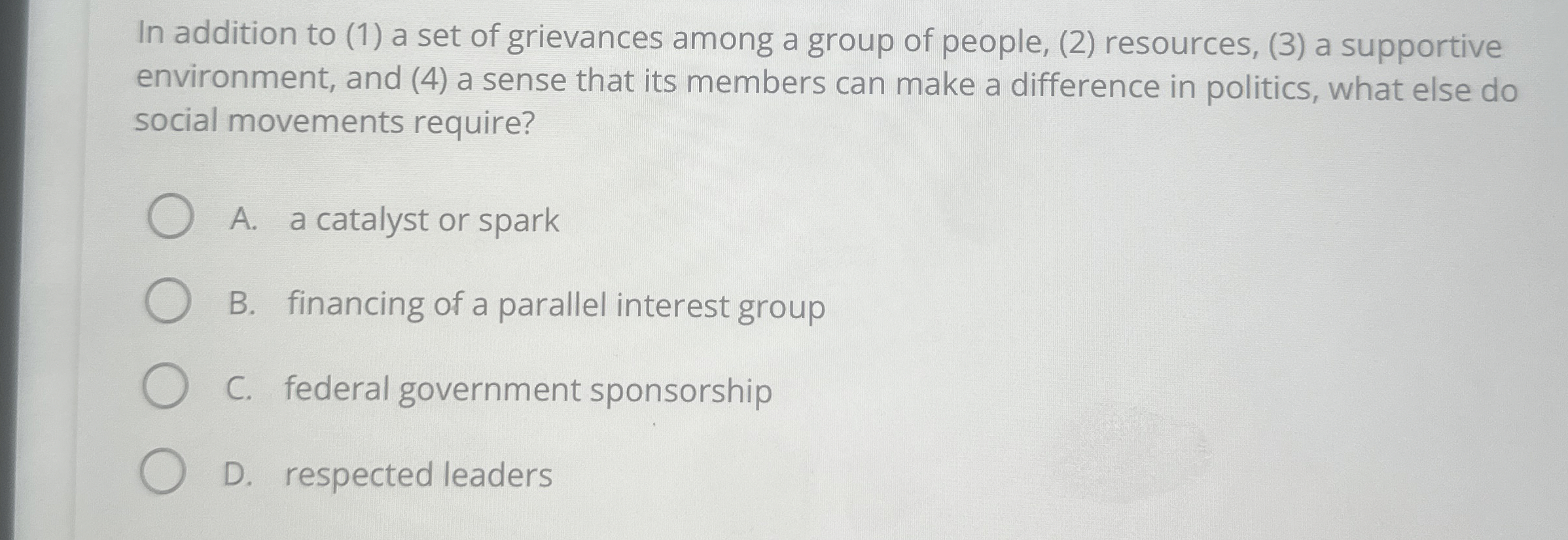 Solved In addition to (1) ﻿a set of grievances among a group | Chegg.com
