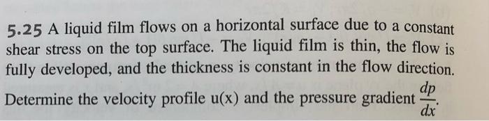 Solved 5.25 A liquid film flows on a horizontal surface due | Chegg.com