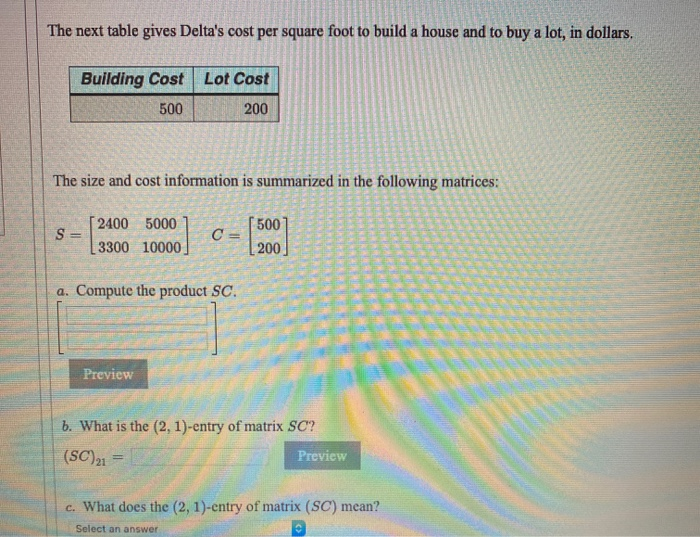 Solved Delta Properties builds houses. They have two models, | Chegg.com