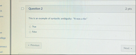 Solved Question 22 ﻿ptsThis is an example of syntactic | Chegg.com