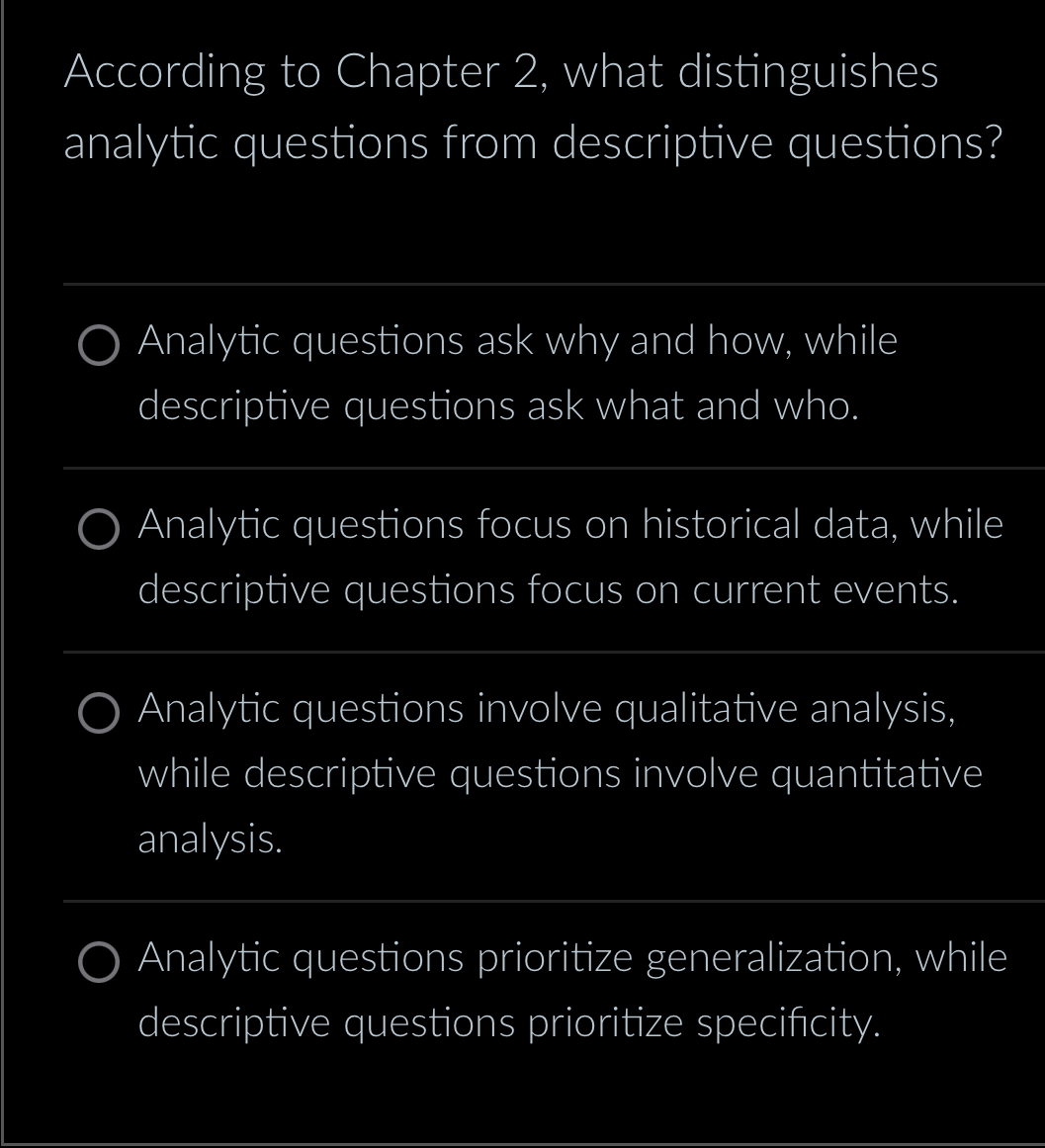 Solved According to Chapter 2, ﻿what distinguishes analytic | Chegg.com