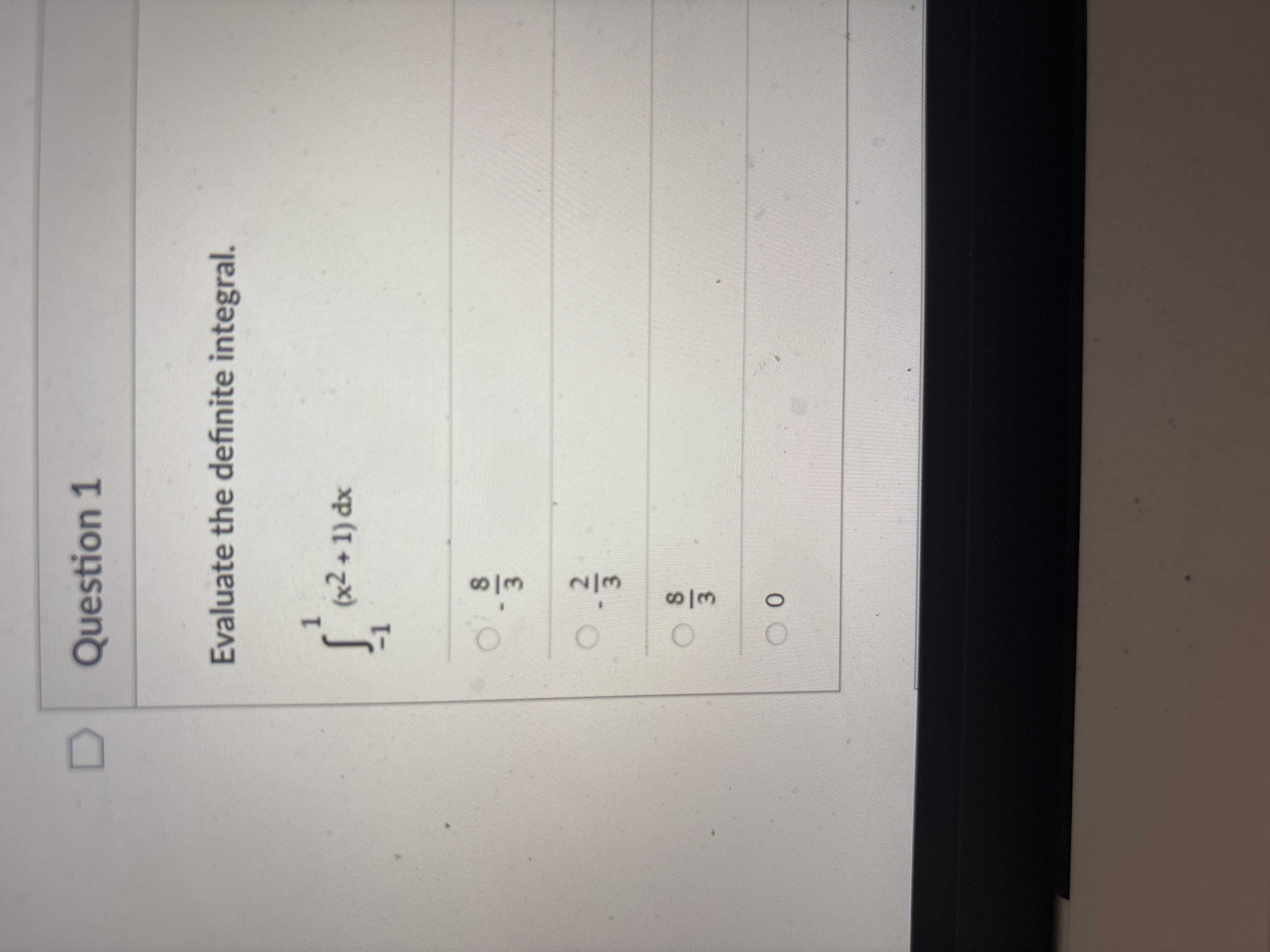 Solved Question 1Evaluate the definite | Chegg.com