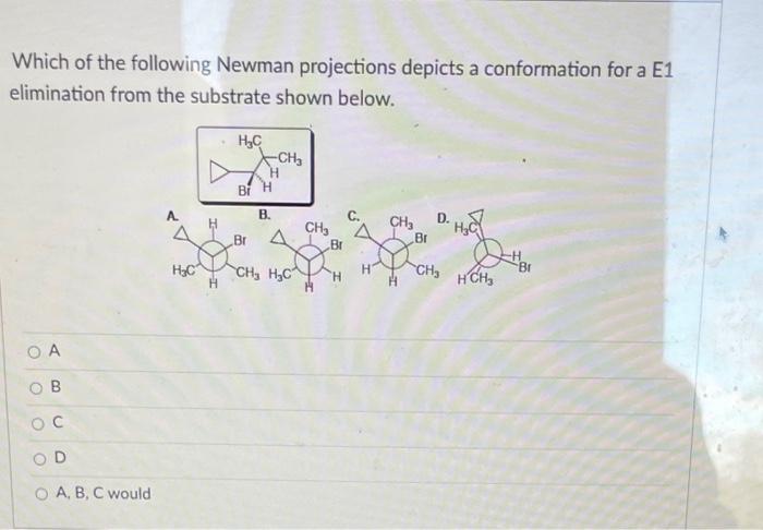 Solved Which of the following Newman projections depicts a | Chegg.com