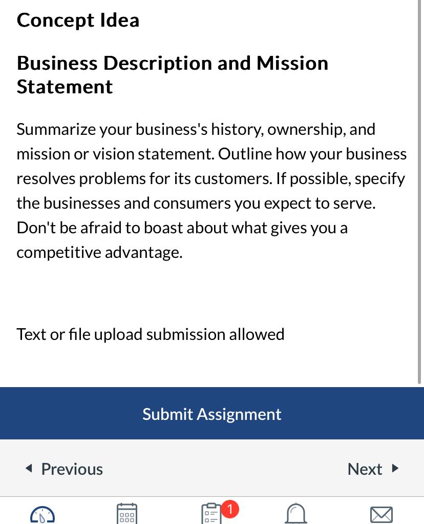 Solved Concept IdeaBusiness Description and Mission | Chegg.com