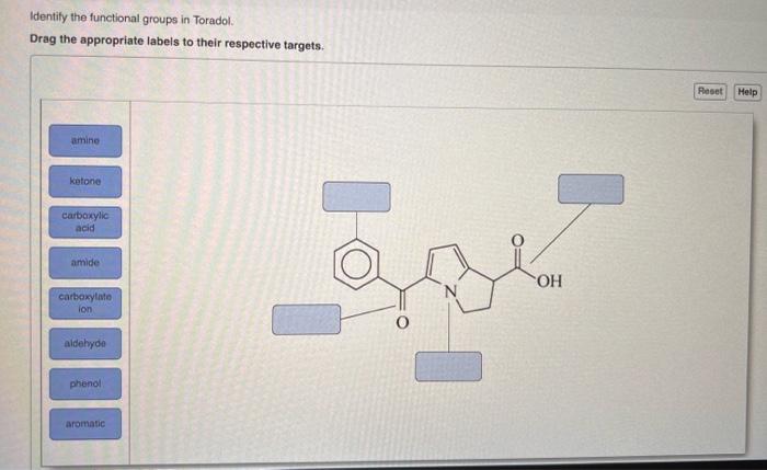 Solved Identify the functional groups in Toradol. Drag the | Chegg.com