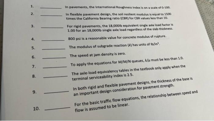 Solved 1 In Pavements The International Roughness Index Is