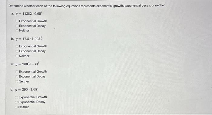 Solved Determine whether each of the following equations | Chegg.com